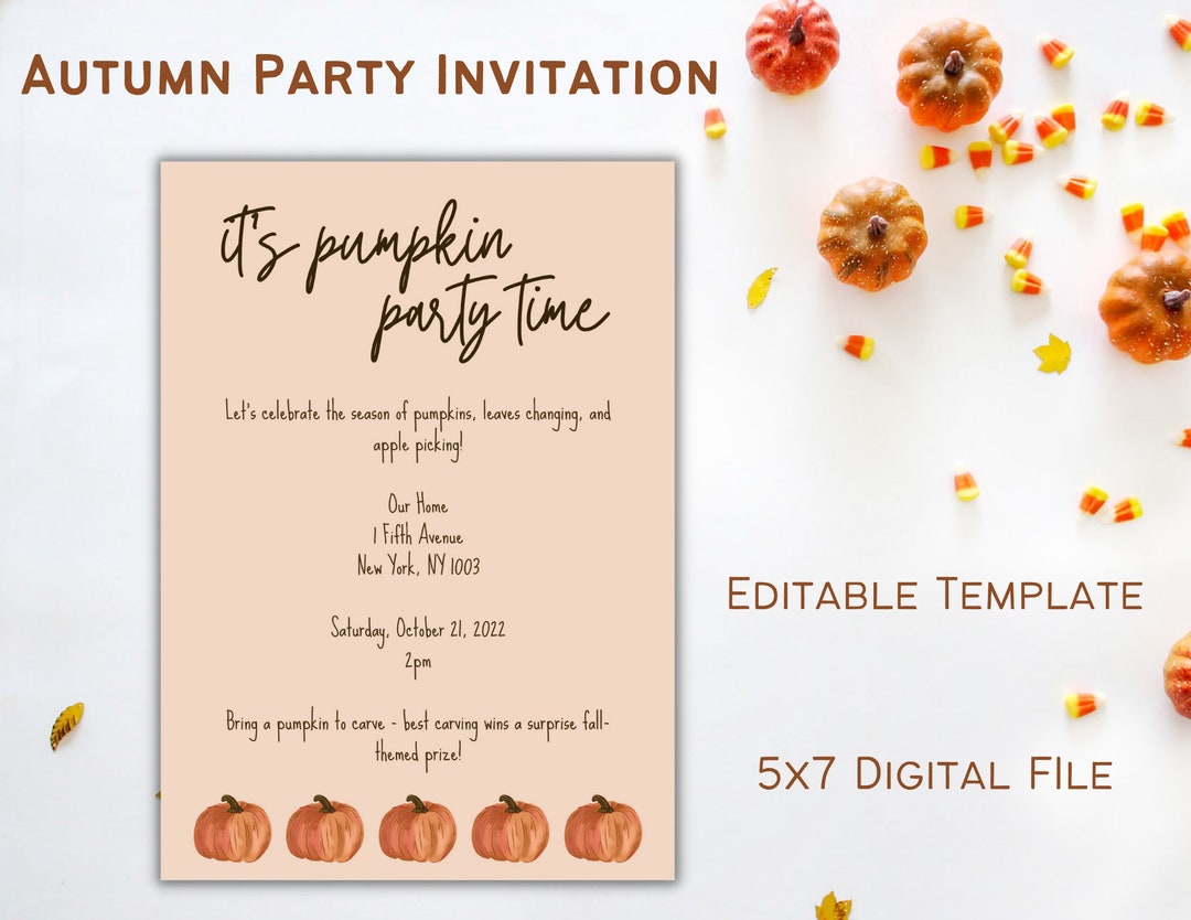 Autumn Party Invitations - Fall-themed Party Invitations Pumpkin ...