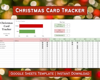 Printable Christmas Card Tracker Christmas Cards to (Instant Download ...
