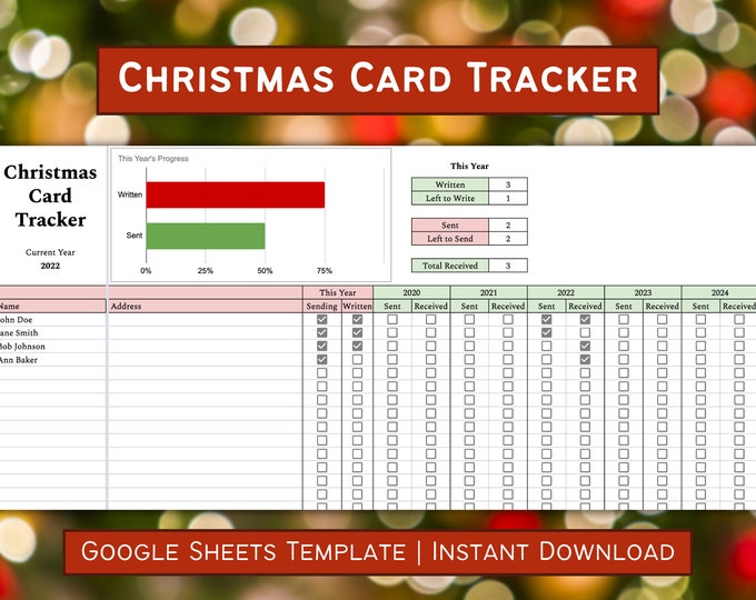 Christmas Gift Tracker for Excel & Google Sheets, Christmas Planner ...