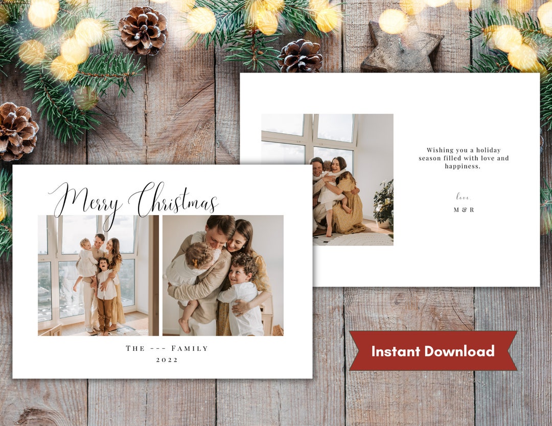 Printable Photo Christmas Card Template - 5x7 Christmas Card ...
