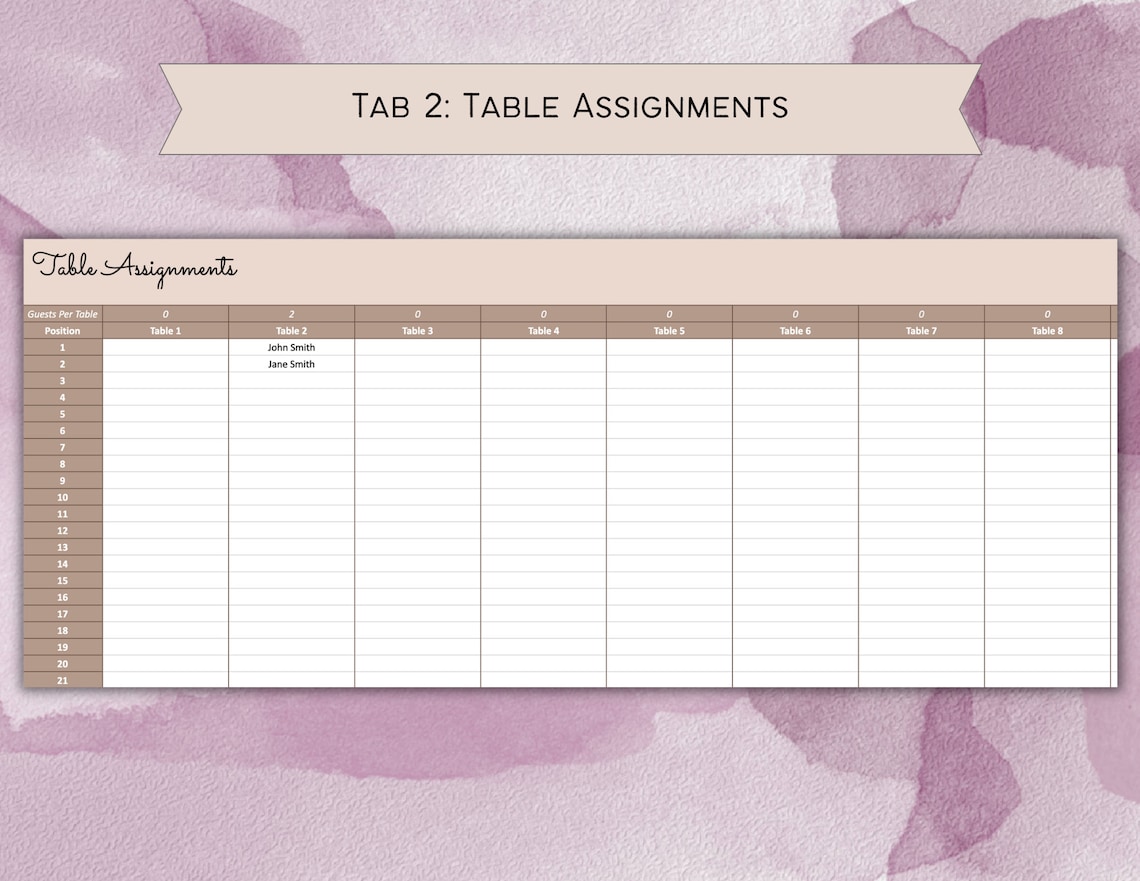 Wedding Guest List Spreadsheet Wedding Seating Chart Template Excel ...