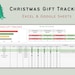 Christmas Gift Tracker for Excel & Google Sheets, Christmas Planner ...