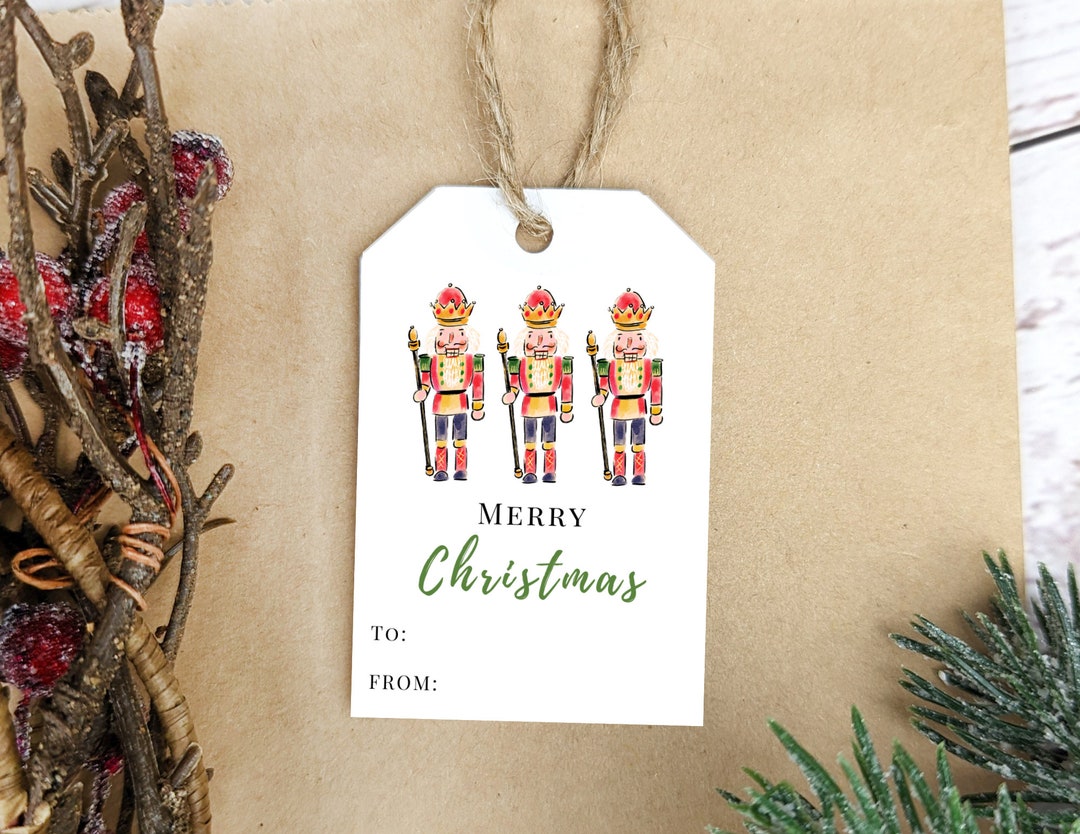 Printable Christmas Gift Tag - Nutcracker Gift Tag, 2x3 Gift Tag, Merry ...