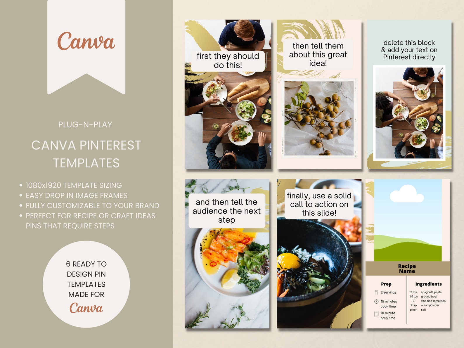 Pinterest Idea Pin Templates for Food or DIY Bloggers | Editable Canva ...