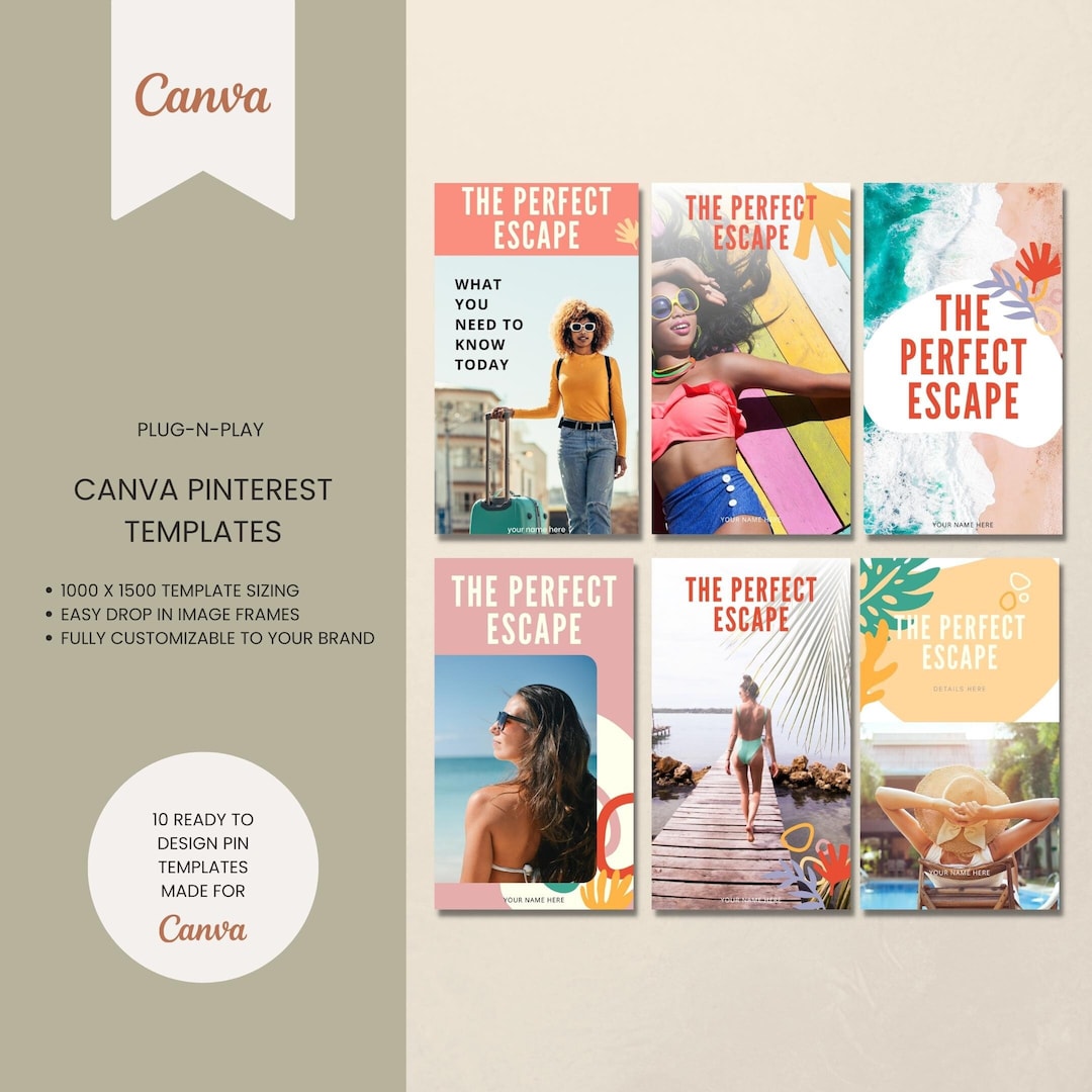 Bright Summer Fun Pinterest Templates for Canva Templates for Travel ...
