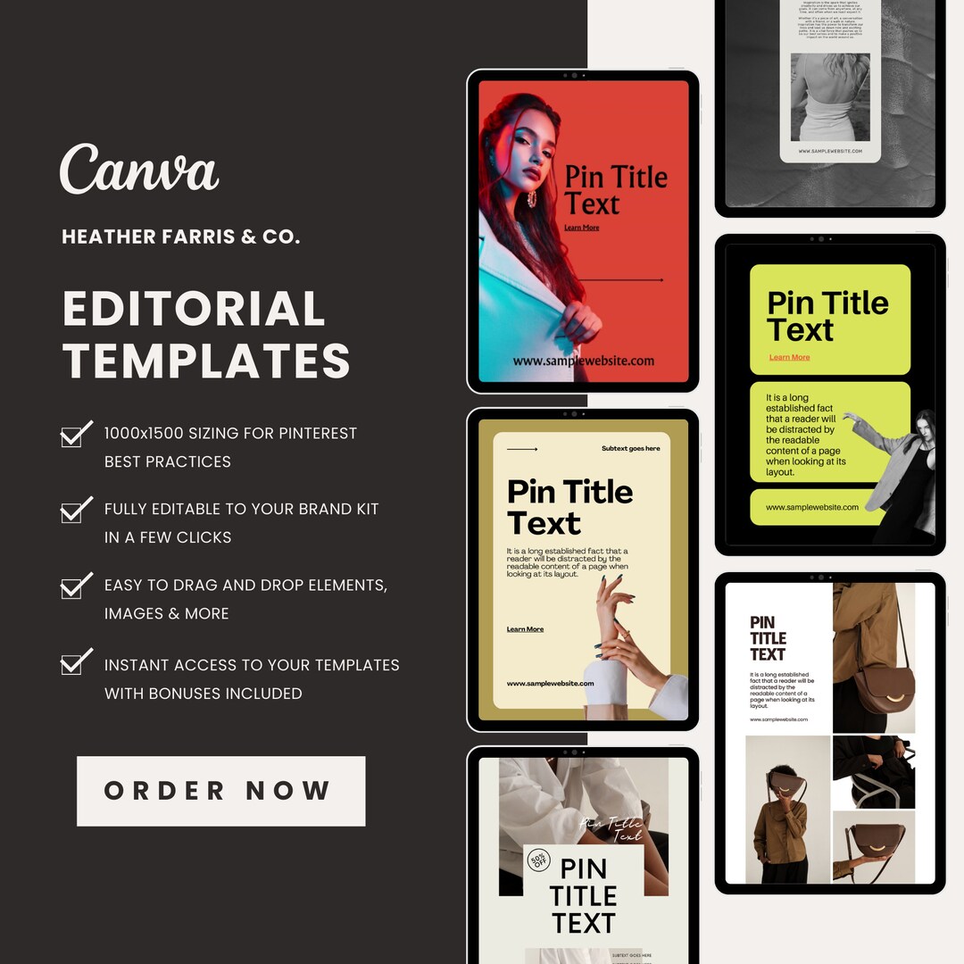 Editorial Style Pinterest Templates, Maximalist Pinterest Templates ...