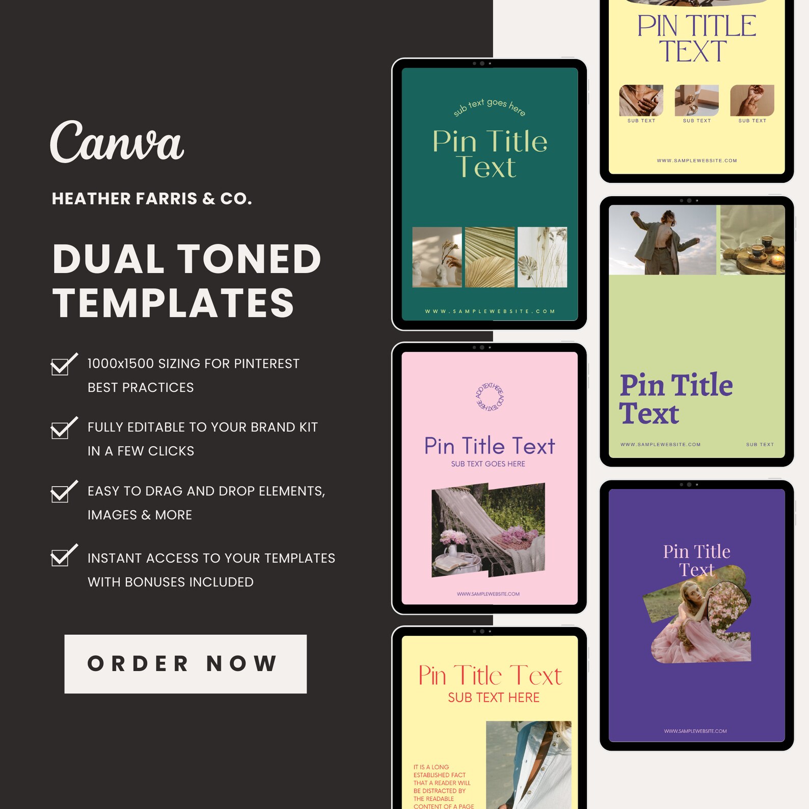 Dual Toned Aesthetic Pinterest Templates for Canva | Pinterest Strategy ...