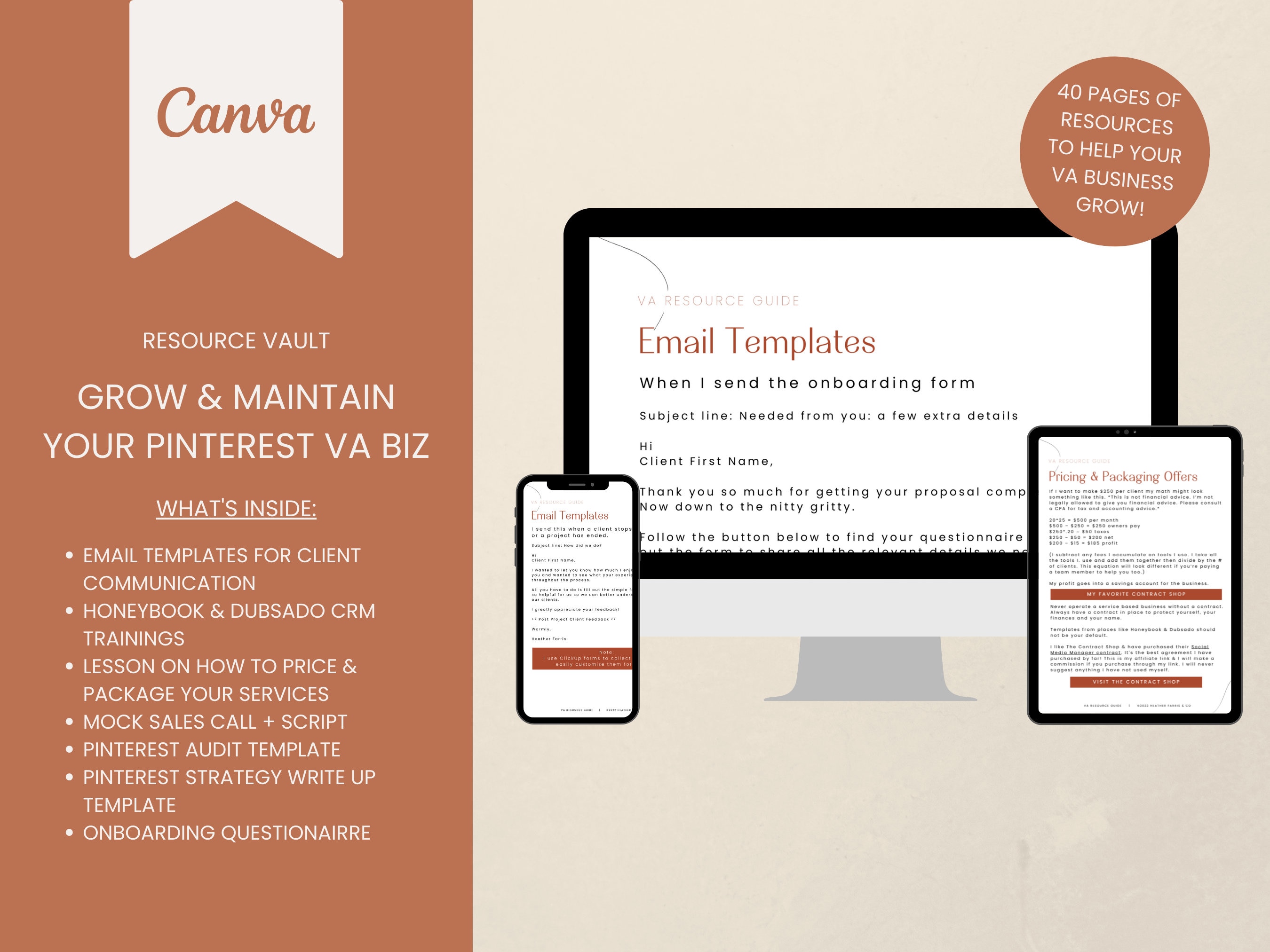Pinterest VA Resources | Mock Sales Call | Email Templates | Package ...