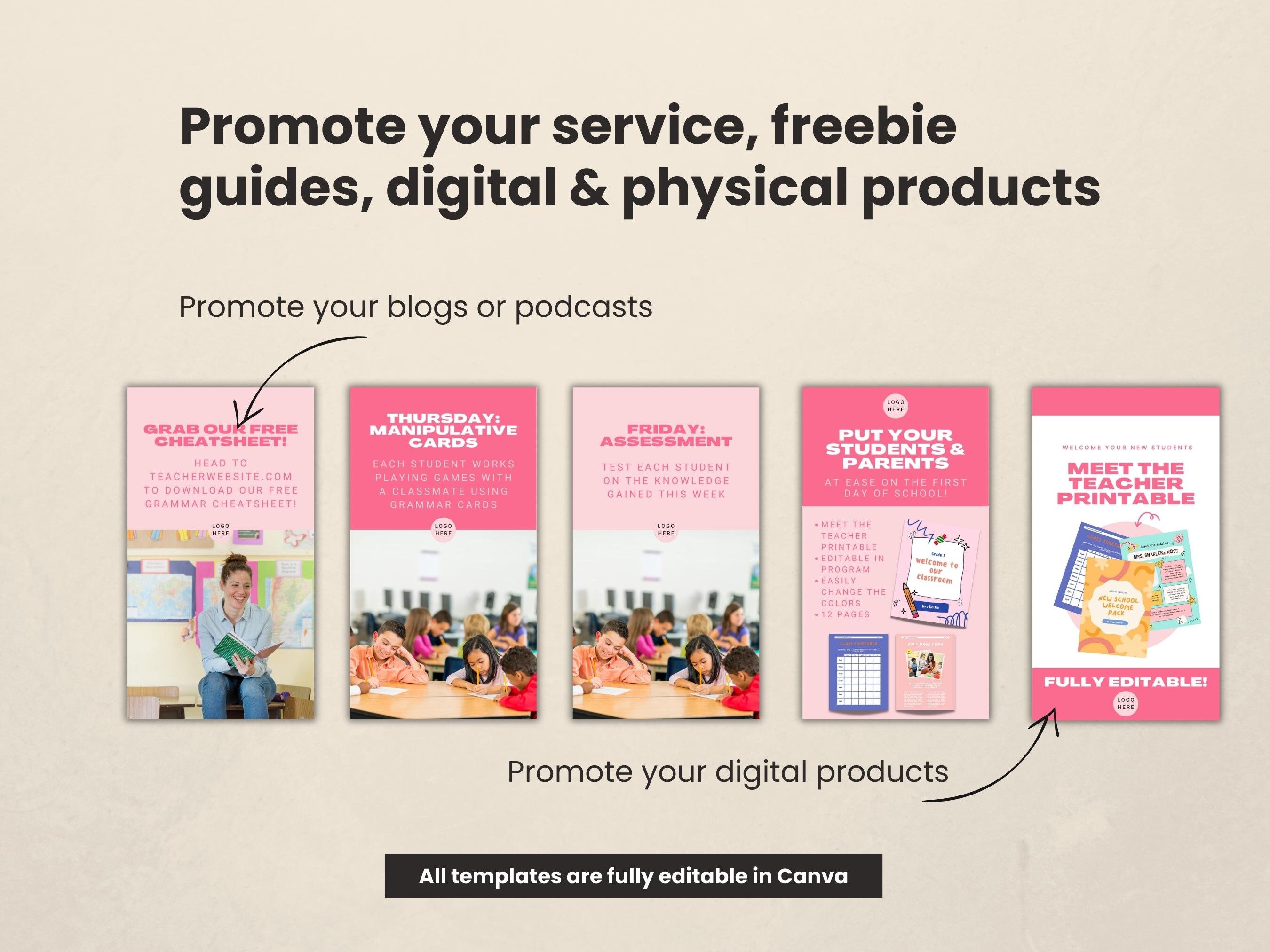 Teacher Pinterest Pin Templates for Canva Teacher Pay Teachers ...