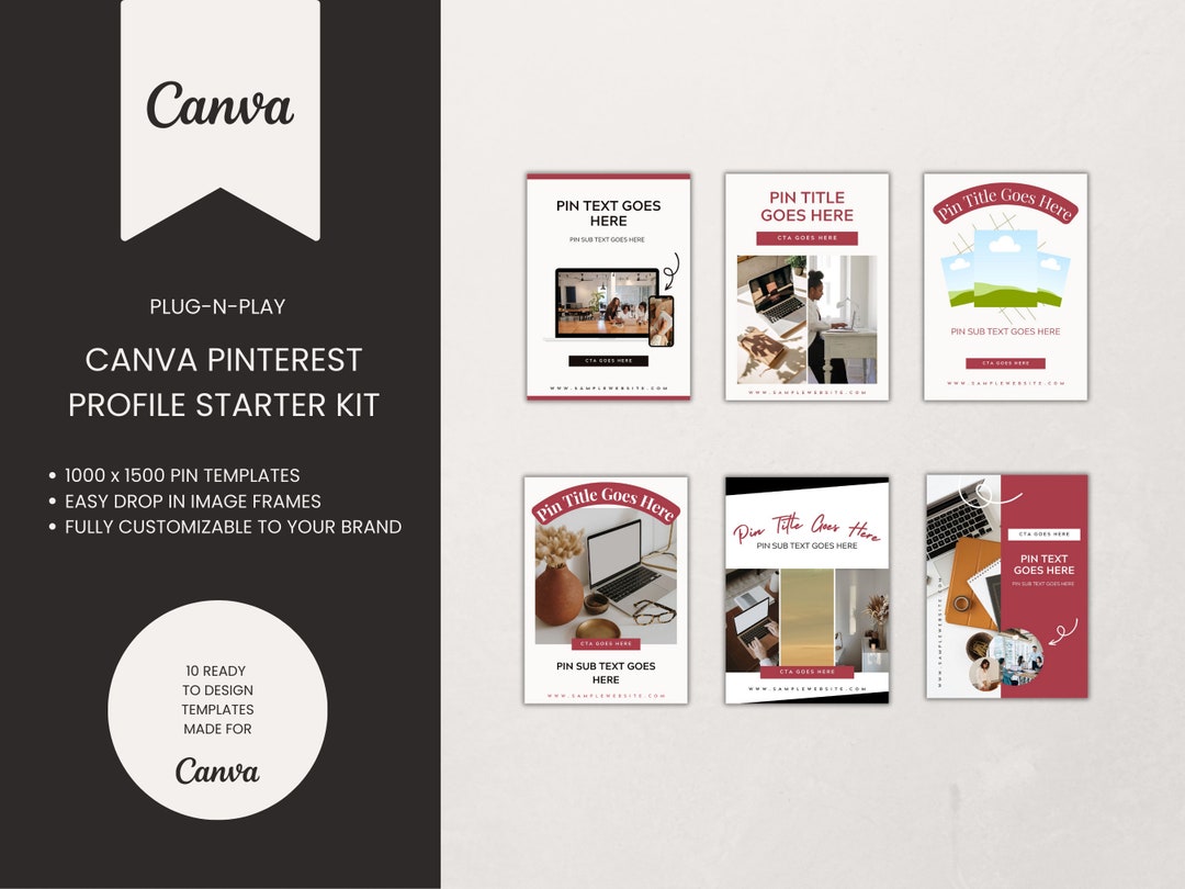 Pinterest Entrepreneur Templates for Canva, Editable Pin Templates for ...
