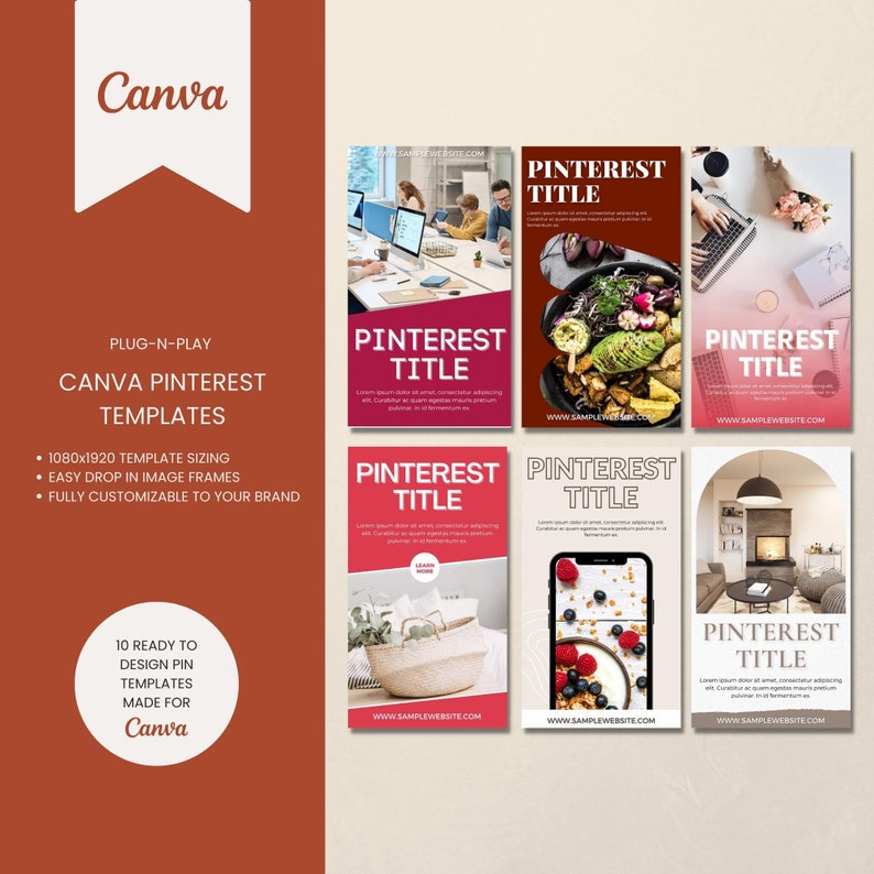 Pinterest Templates for Content Creators, Editable Pin Templates for ...