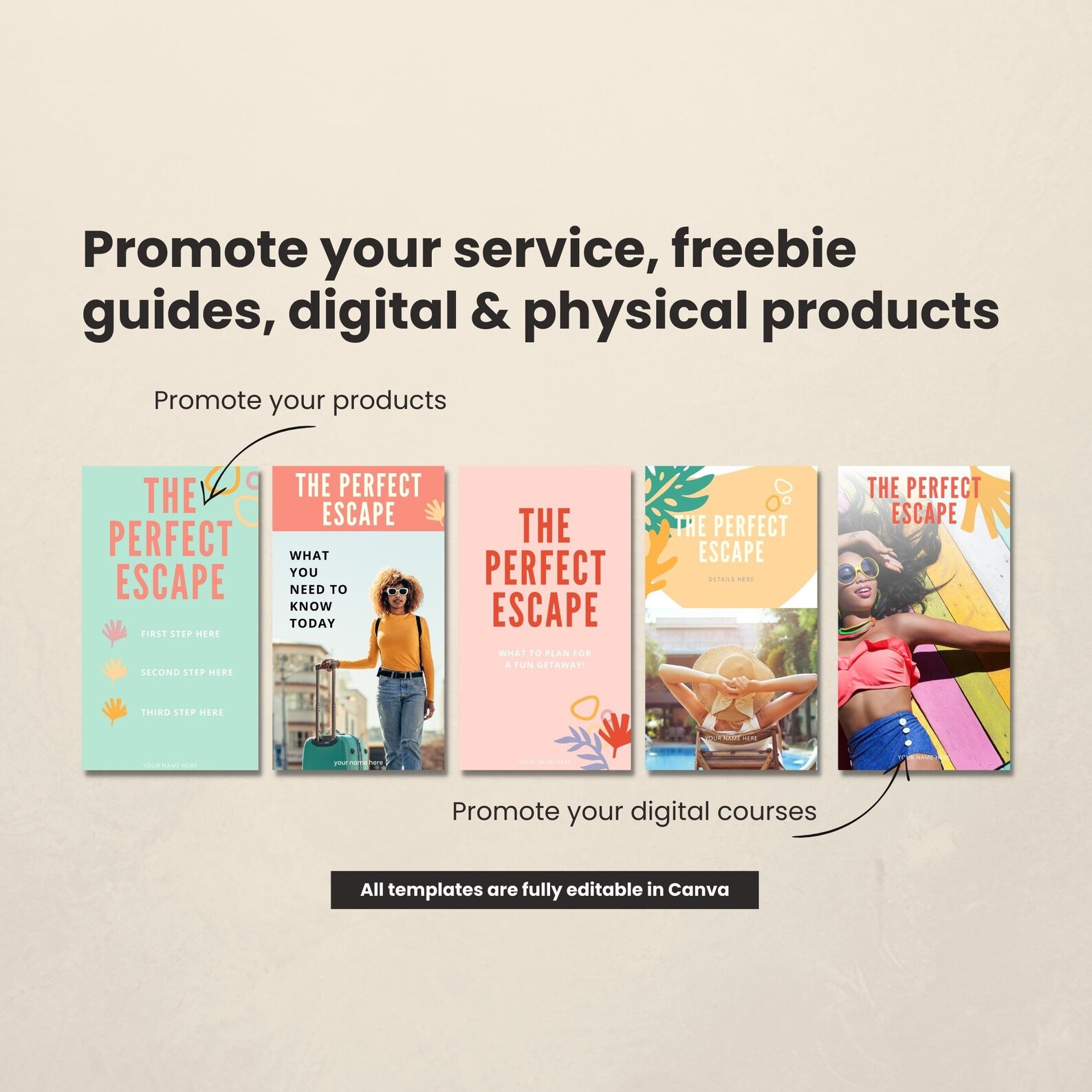 Bright Summer Fun Pinterest Templates for Canva Templates for - Etsy