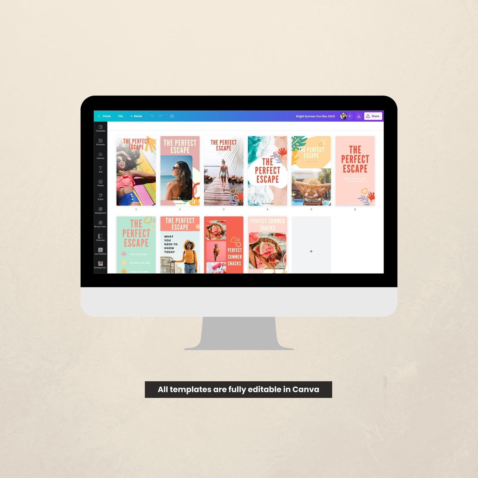 Bright Summer Fun Pinterest Templates for Canva Templates for Travel ...