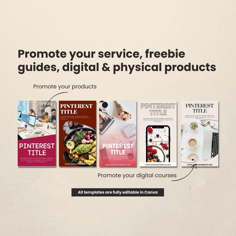 Pinterest Templates for Content Creators, Editable Pin Templates for ...