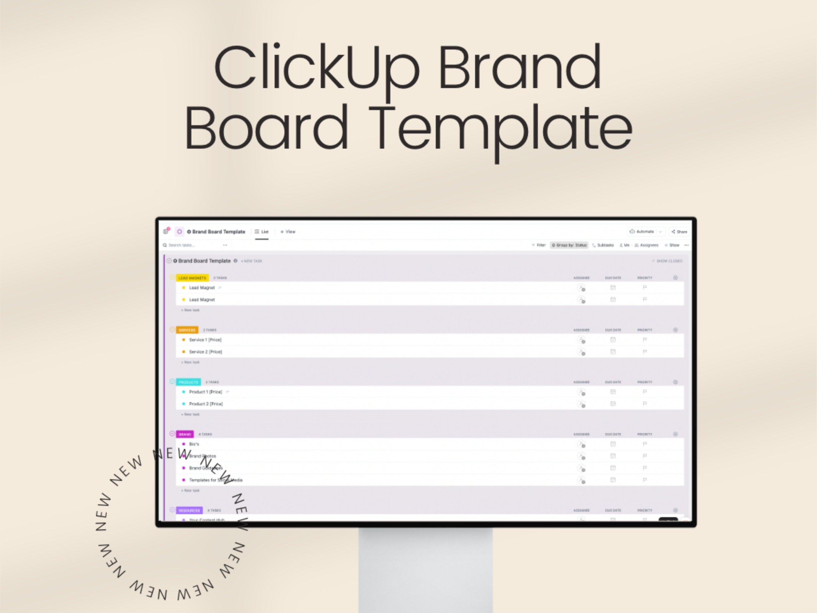 Clickup Template for Business Hub, Clickup up Brand Board for Small ...