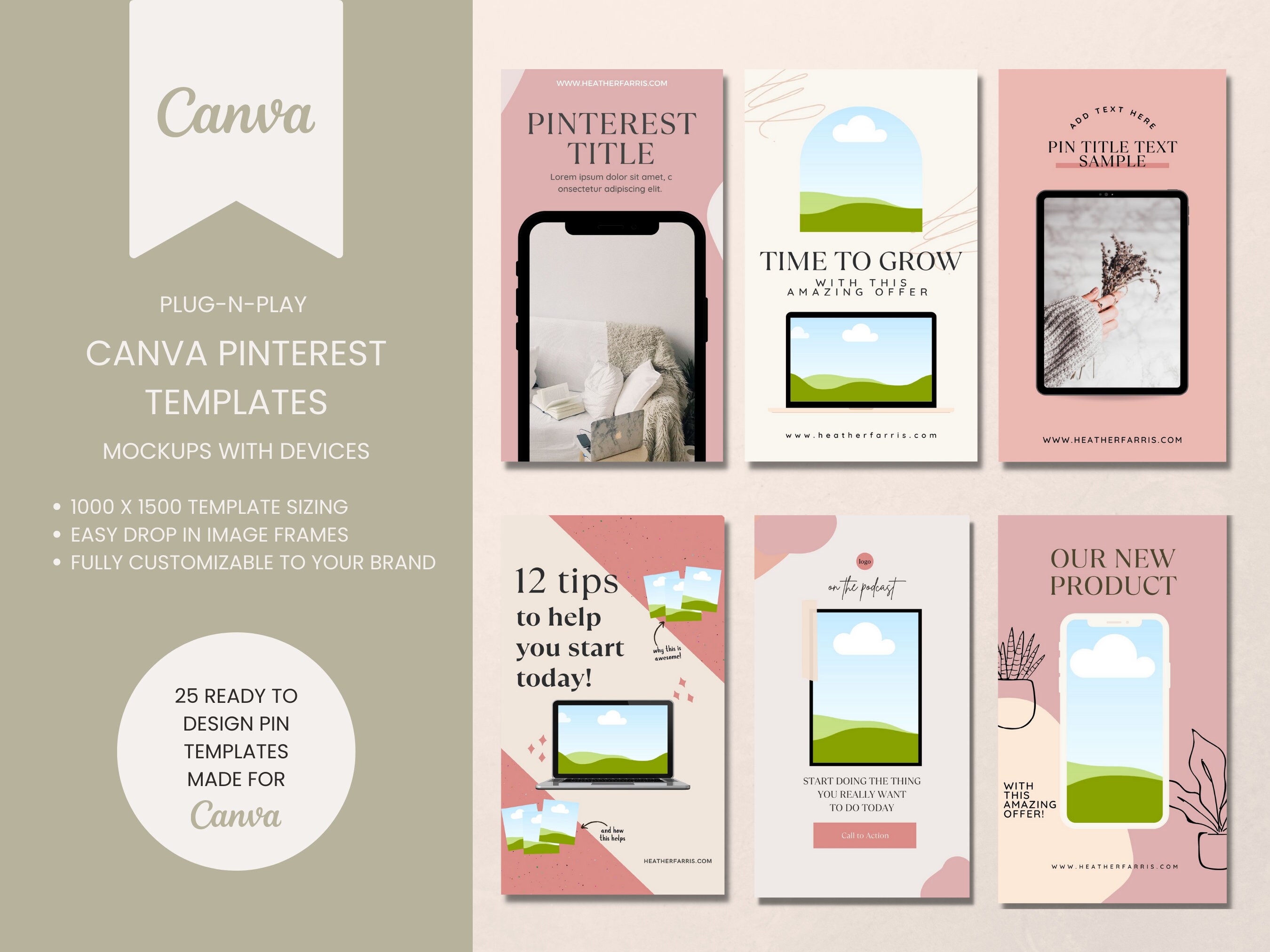 Digital Products Pinterest Templates for Canva - Canva Templates for ...