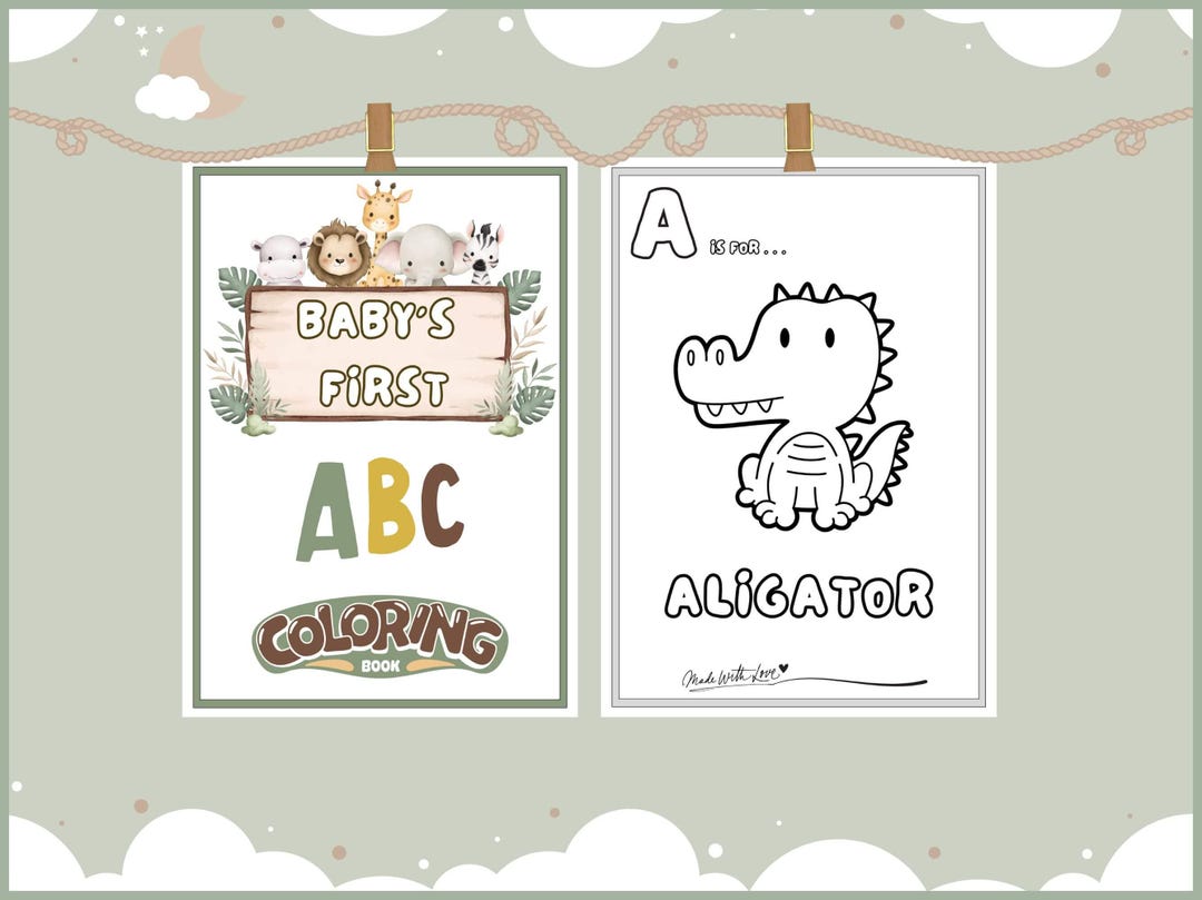 Baby Shower Coloring Book | ABC Baby Shower Coloring Pages | Animal ...
