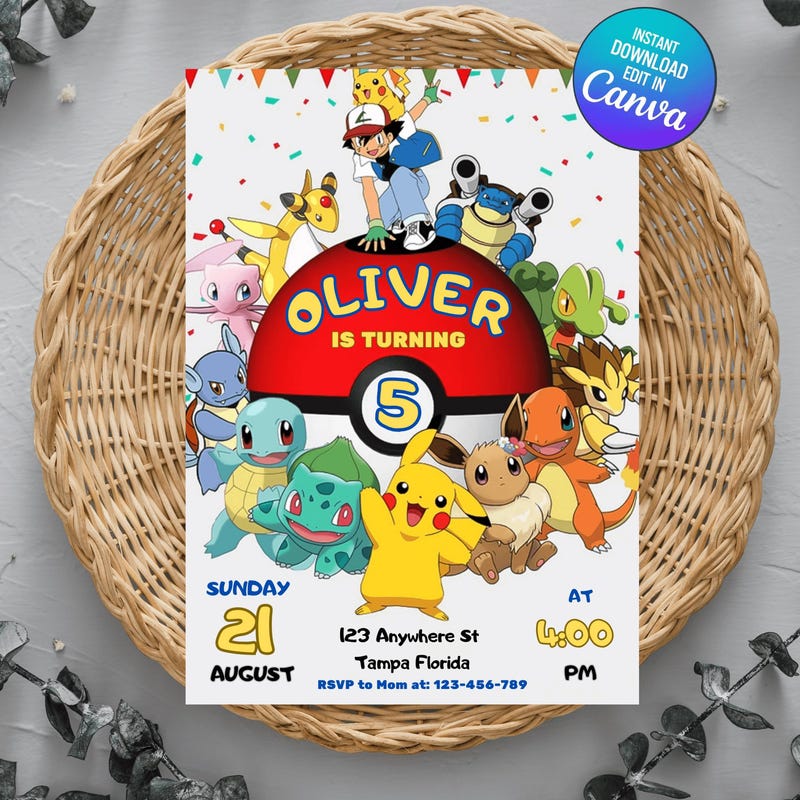 Pokemons Invitations - Etsy