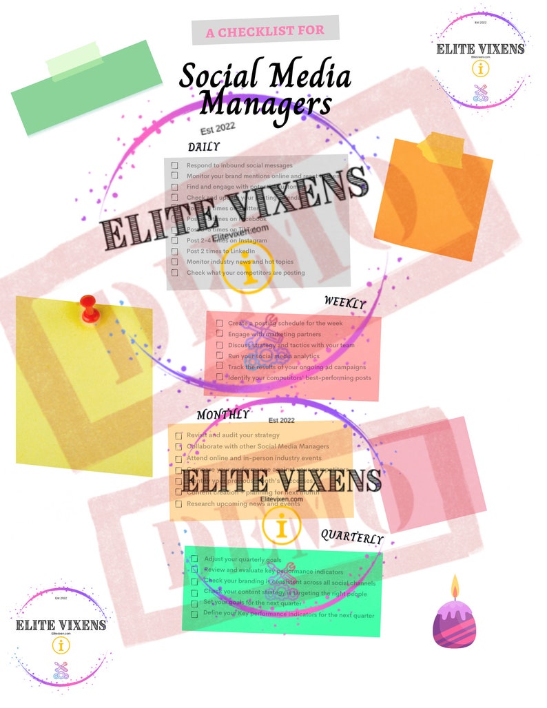 Onlyfans 5 Social Media Checklist Templates Planners Onlyfans Organized ...