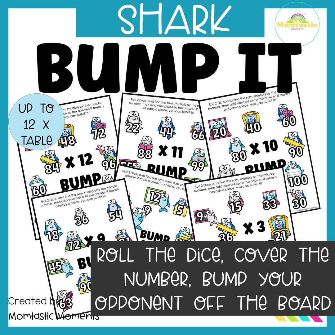 Shark Multiplication Bump Dice Game, Educational Math Activities ...