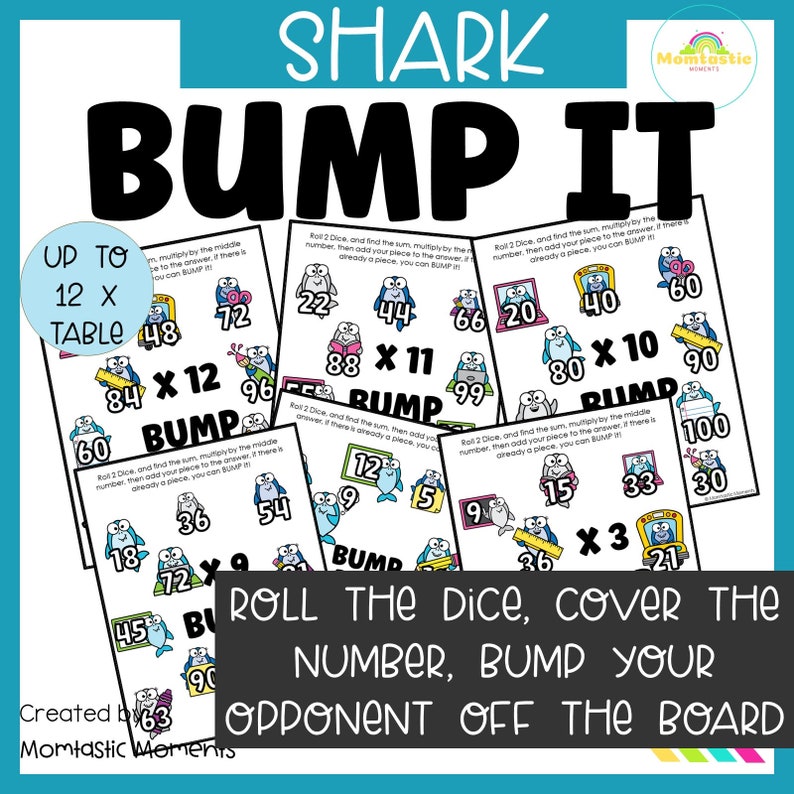 Shark Multiplication Bump Dice Game, Educational Math Activities ...