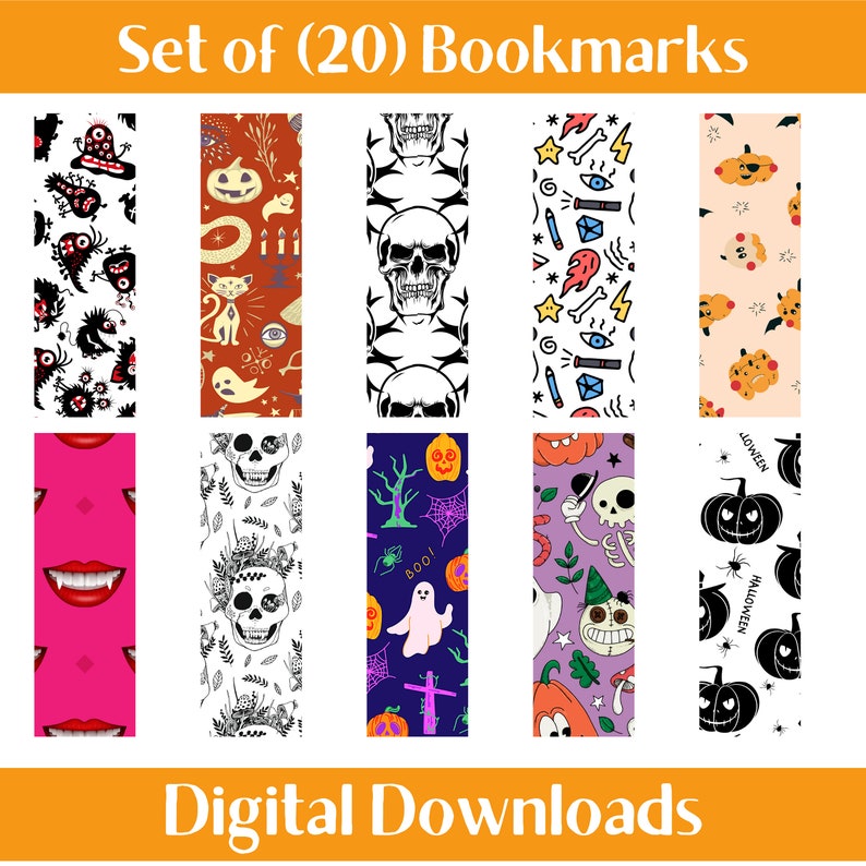 Halloween Printable Bookmarks for Book Lovers, Gift for Kids and ...