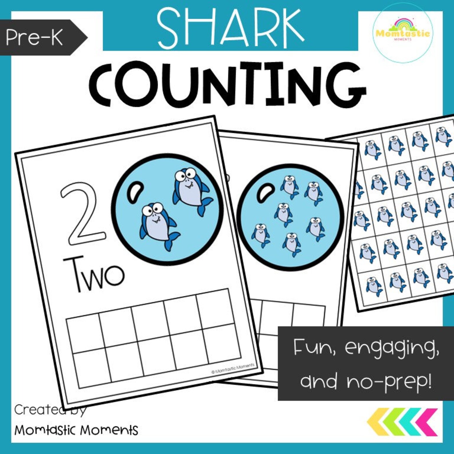 Counting Sharks Numbers 1-10 Pre-k Math Activities, Printable, Instant ...