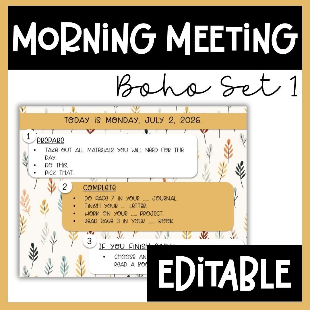 Morning Meeting Powerpoint Template, Google Slides Template, Boho ...