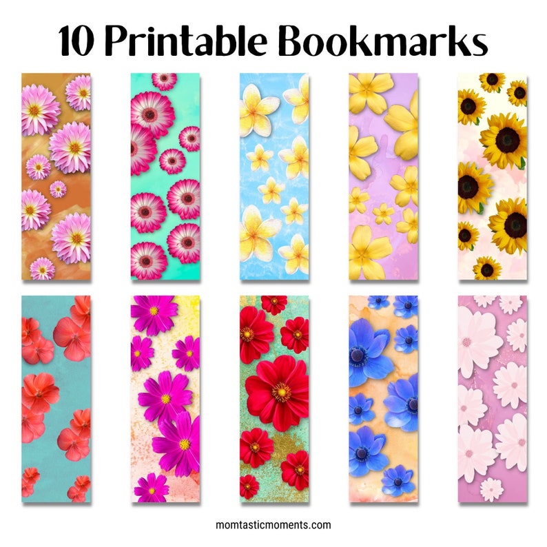 Floral Bookmarks for Book Lovers, Gift for Mom and Readers, Instant PDF ...