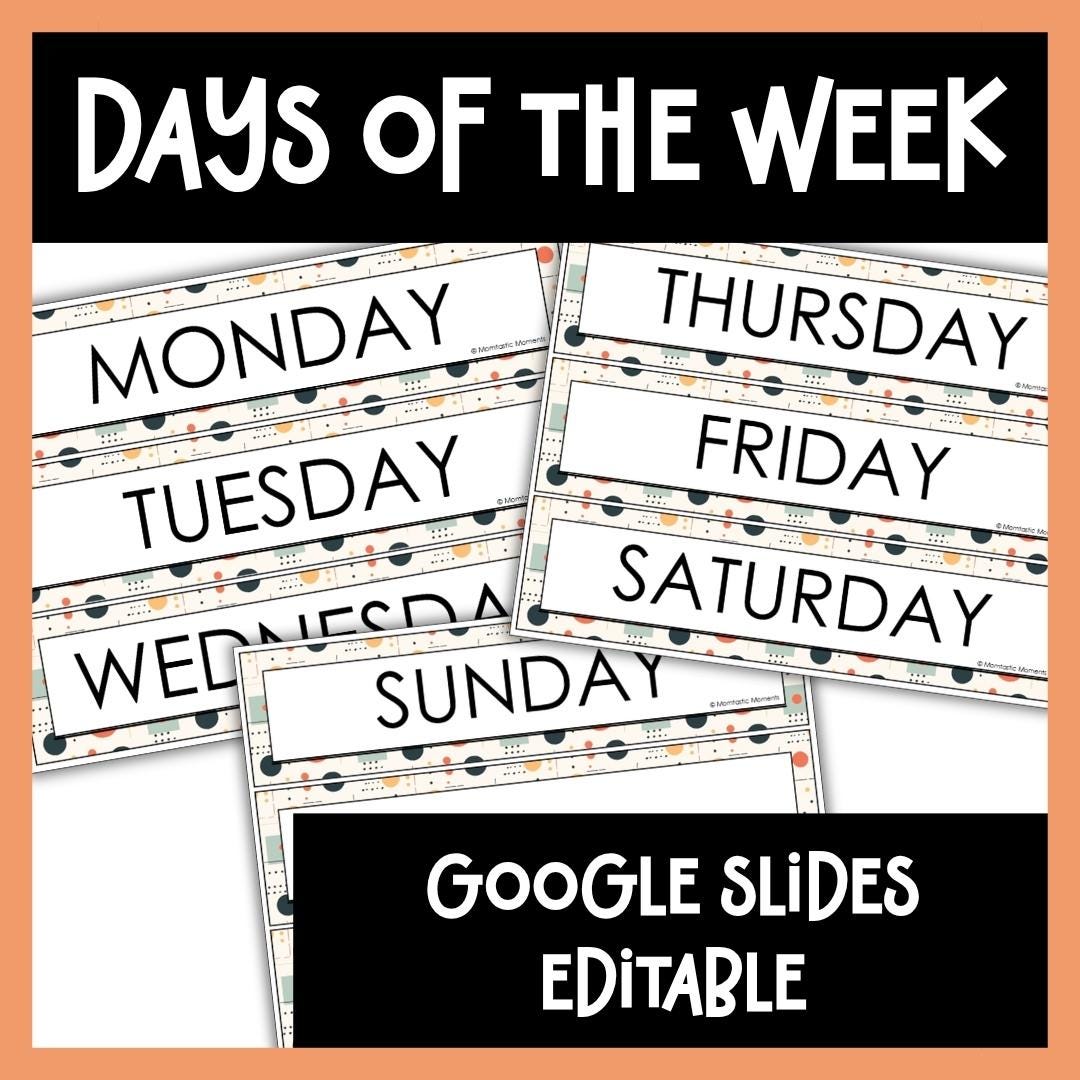 Editable Days of the Week Posters | Google Slides Classroom Decor ...