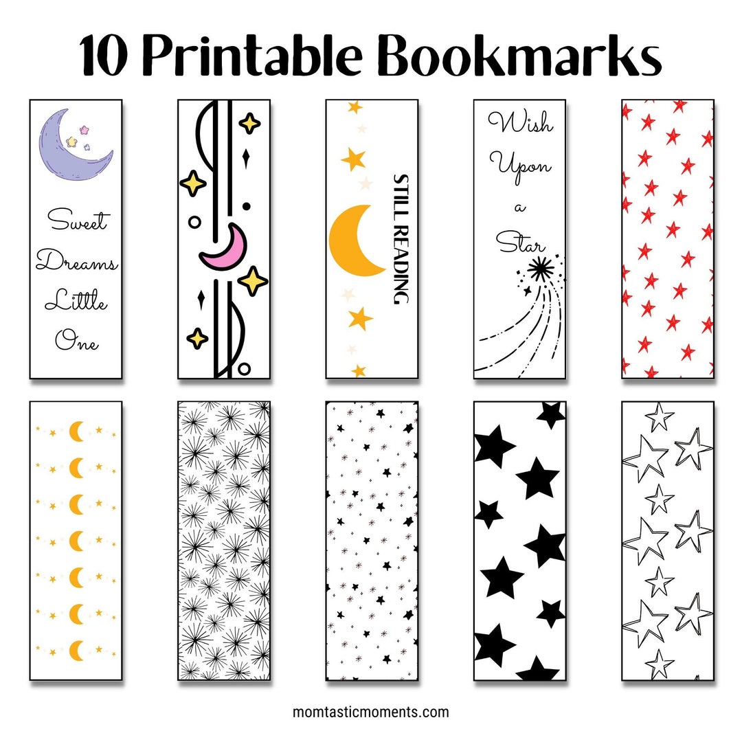 Printable Stars Bookmarks for Book Lovers, Gift for Mom and Teacher ...