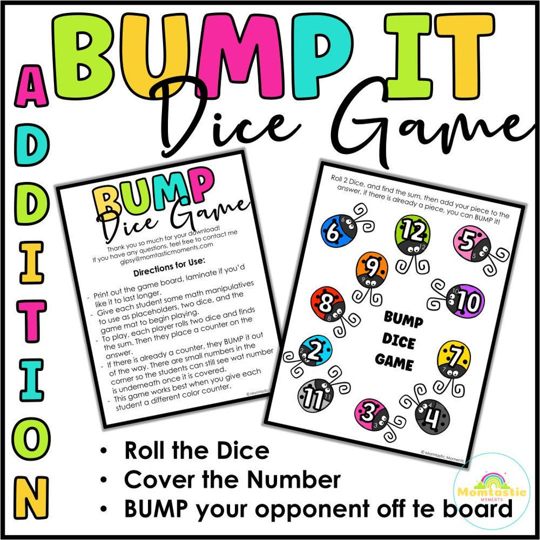 Addition Bump Math Dice Game - Etsy