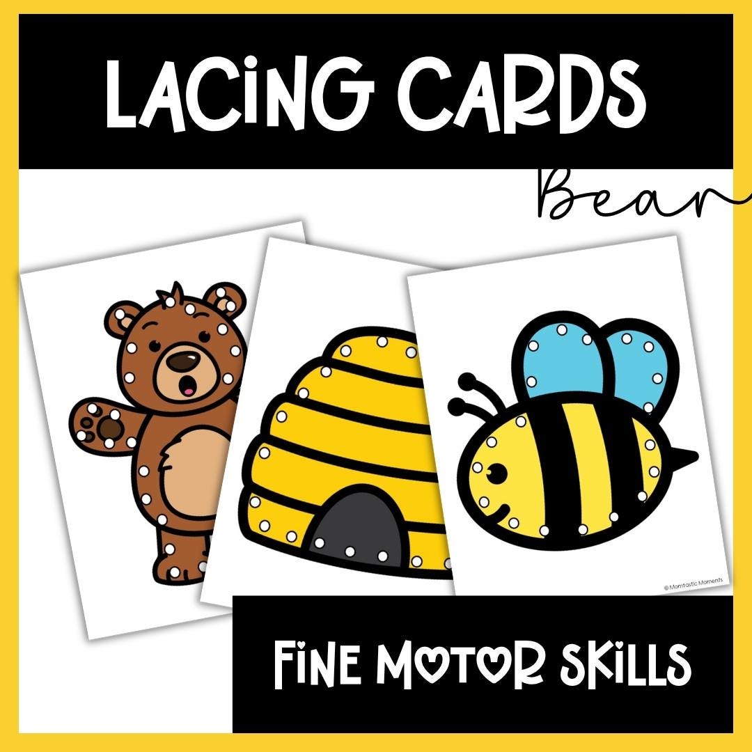 Bear Lacing Cards for Fine Motor Skills Activity | Pincer Grip Practice ...