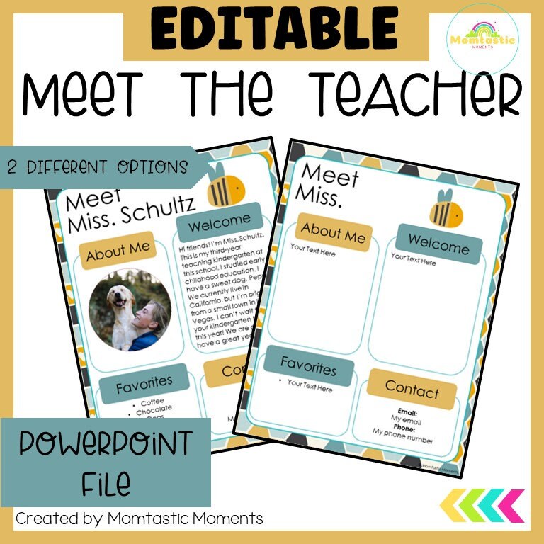 Meet the Teacher Cute Bee Theme Classroom Decor, Printable Classroom ...