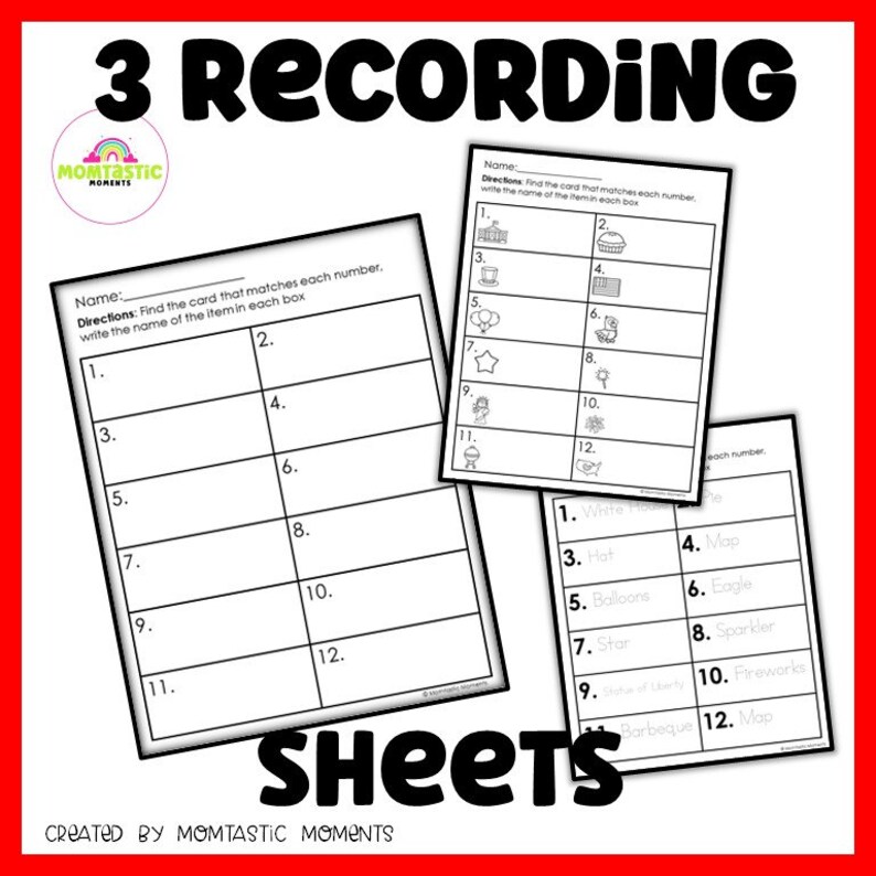 Patriotic 4th of July Write the Room Activity, Diffirentiated With ...