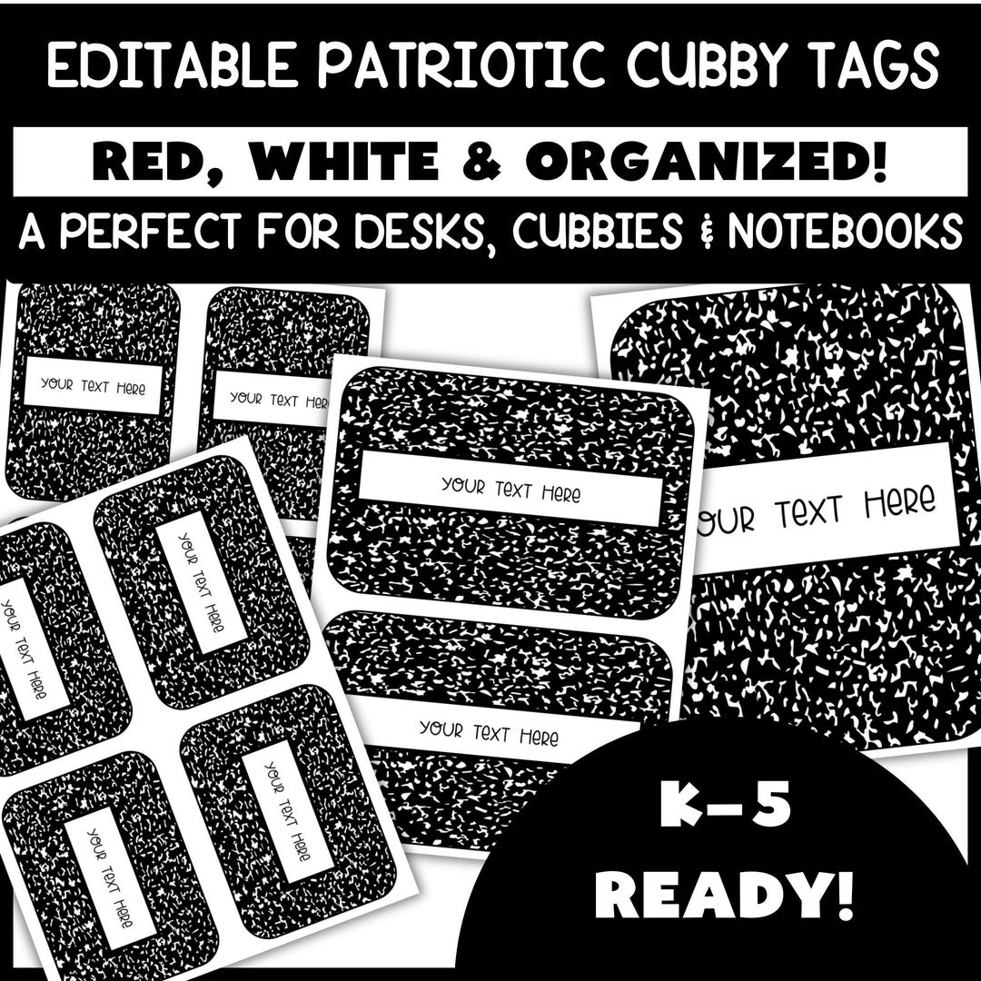Editable Composition Notebook Cubby Tags – Back to School Name Labels ...