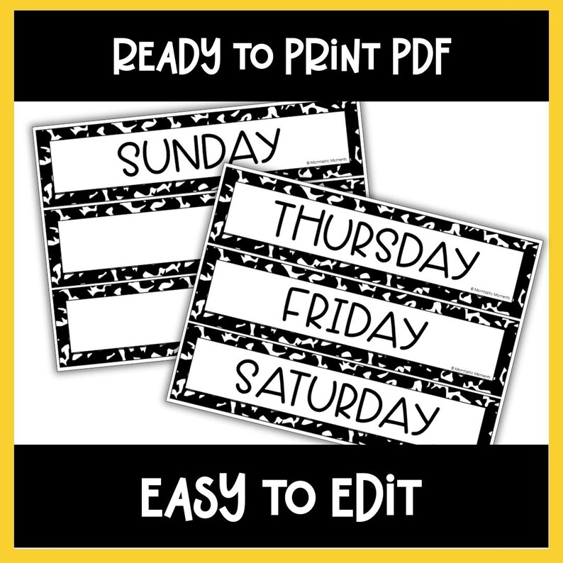 Editable Days of the Week Posters | Classroom Decor Bundle | PDF ...
