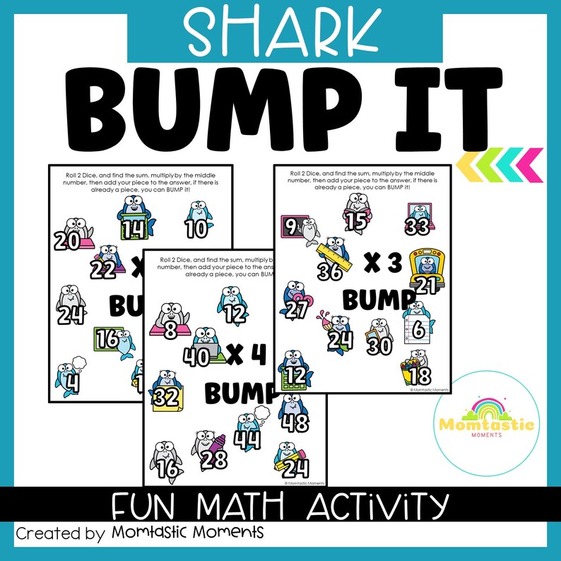 Shark Multiplication Bump Dice Game, Educational Math Activities ...