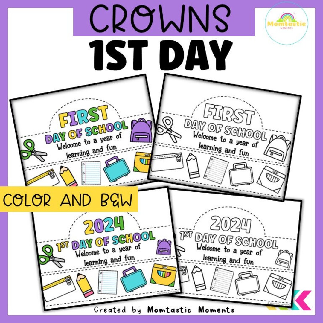 1st of Kindergarten Crown Craft Printable | Back to School Hat - Etsy