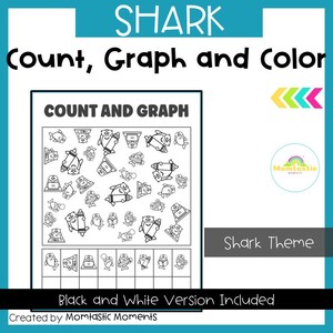 Shark Math Count and Graph, Color and Graph, Kindergarten, Printable ...