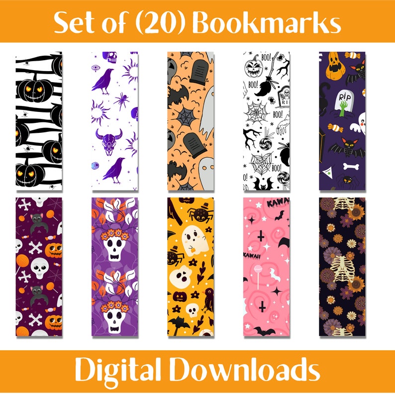 Halloween Printable Bookmarks for Book Lovers, Gift for Kids and ...