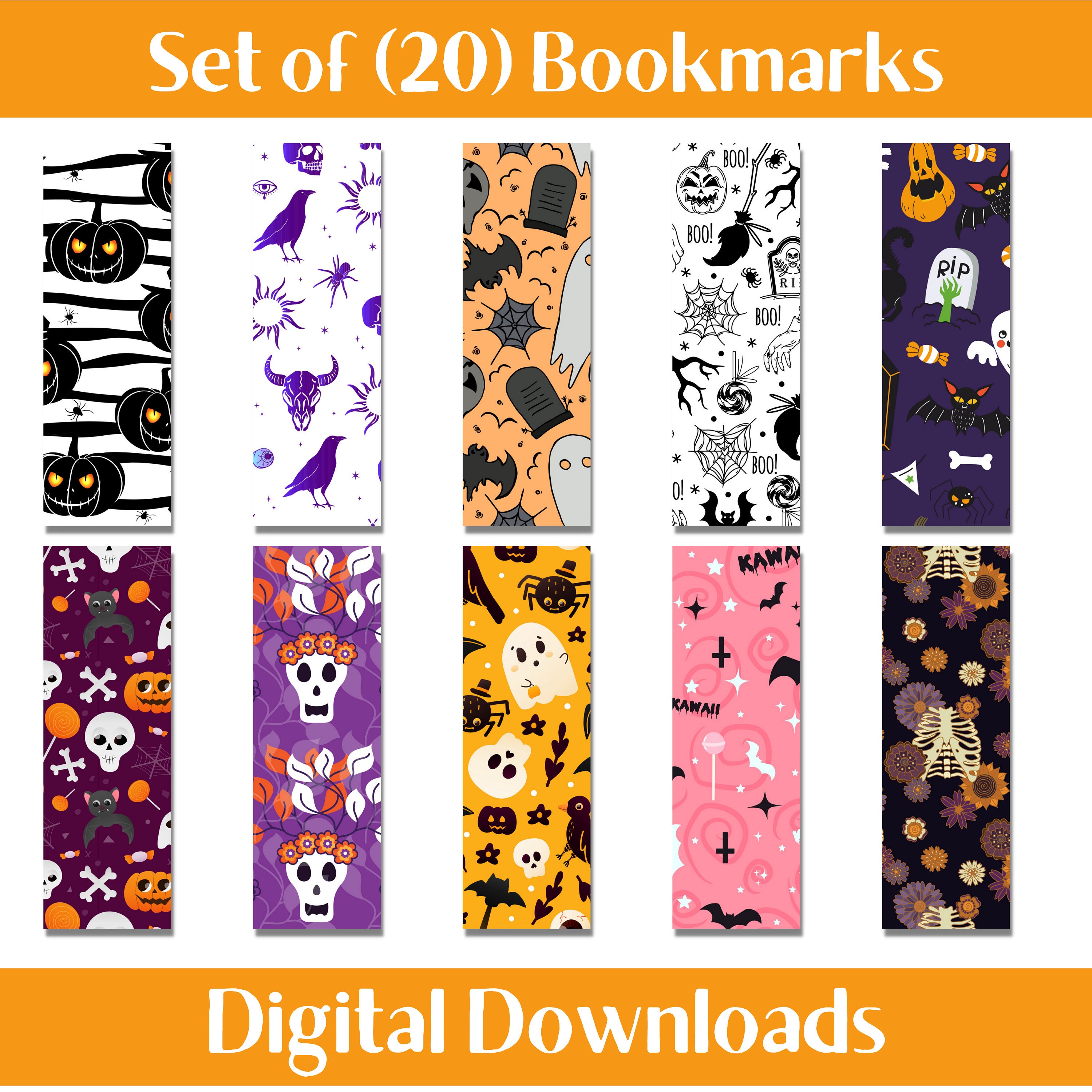 Halloween Printable Bookmarks for Book Lovers, Gift for Kids and ...