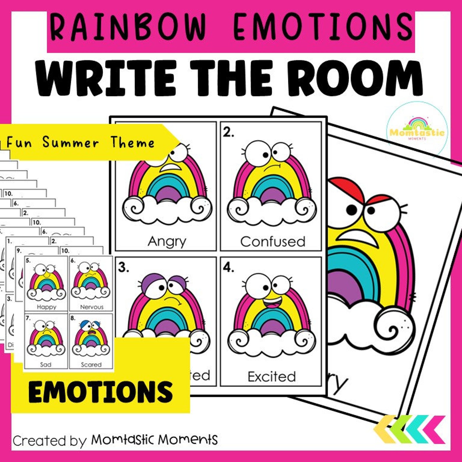 Rainbow Emotions Write the Room Activity, Kindergarten, Pre-k ...