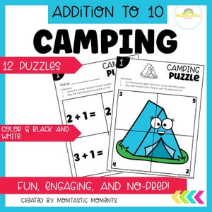 Camping Addition Fun: Interactive Puzzle Mats for Addition Within 10 K ...