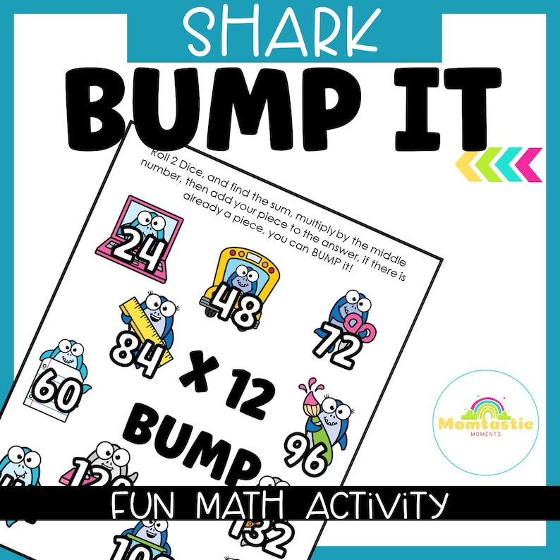 Shark Multiplication Bump Dice Game, Educational Math Activities ...