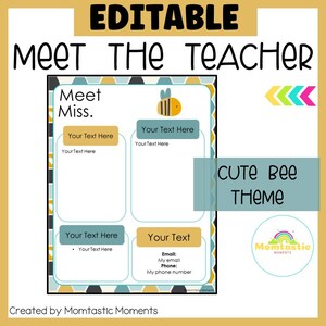 Meet the Teacher Cute Bee Theme Classroom Decor, Printable Classroom ...