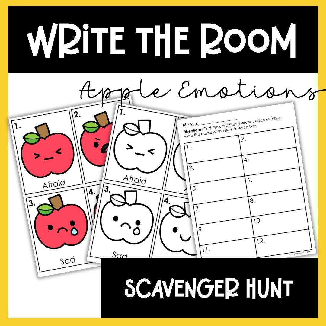 Apple Emotions Write the Room Activity, Pre-k - 2nd, Social Emotional ...