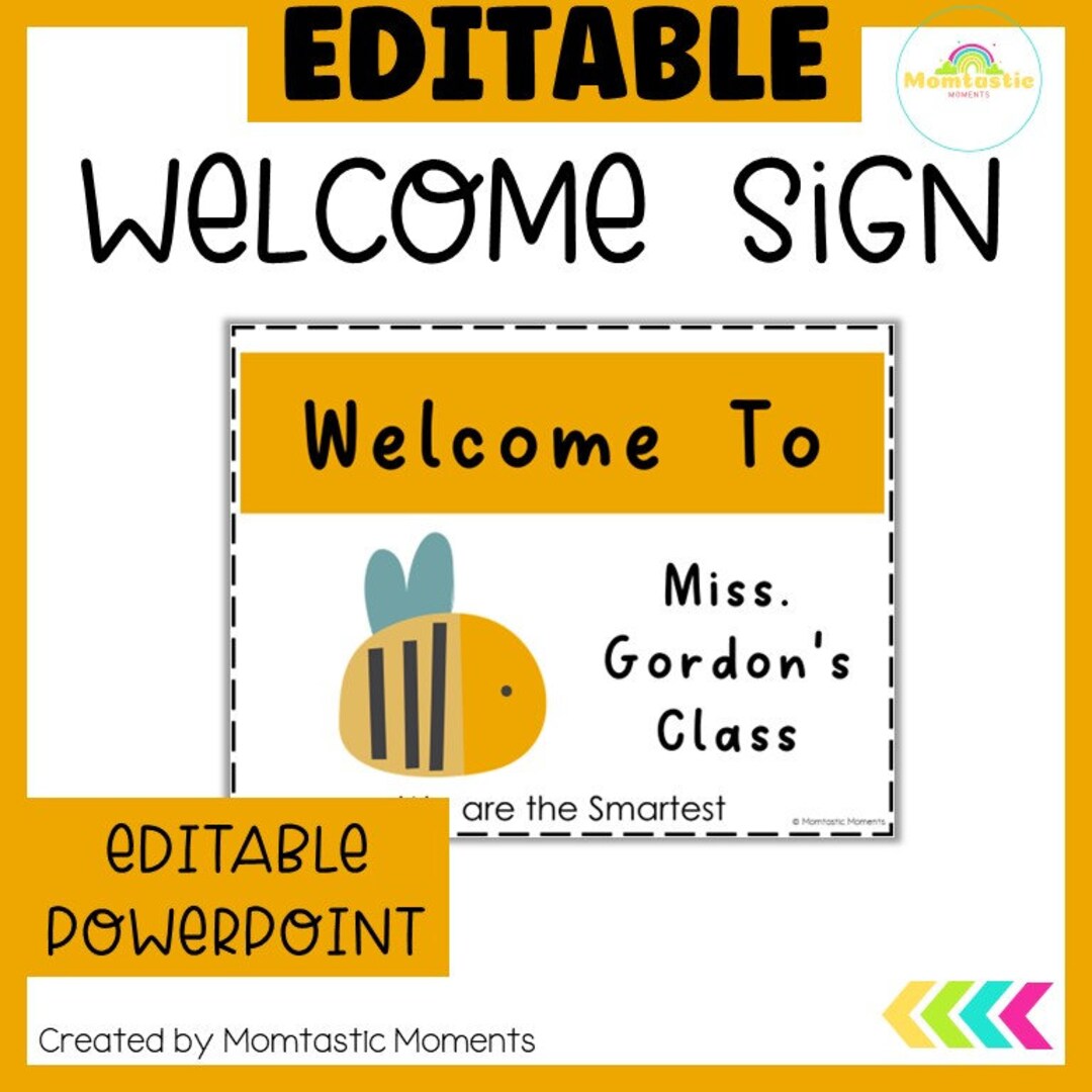 Welcome Door Sign Cute Bee Theme Classroom Decor, Printable Welcome ...
