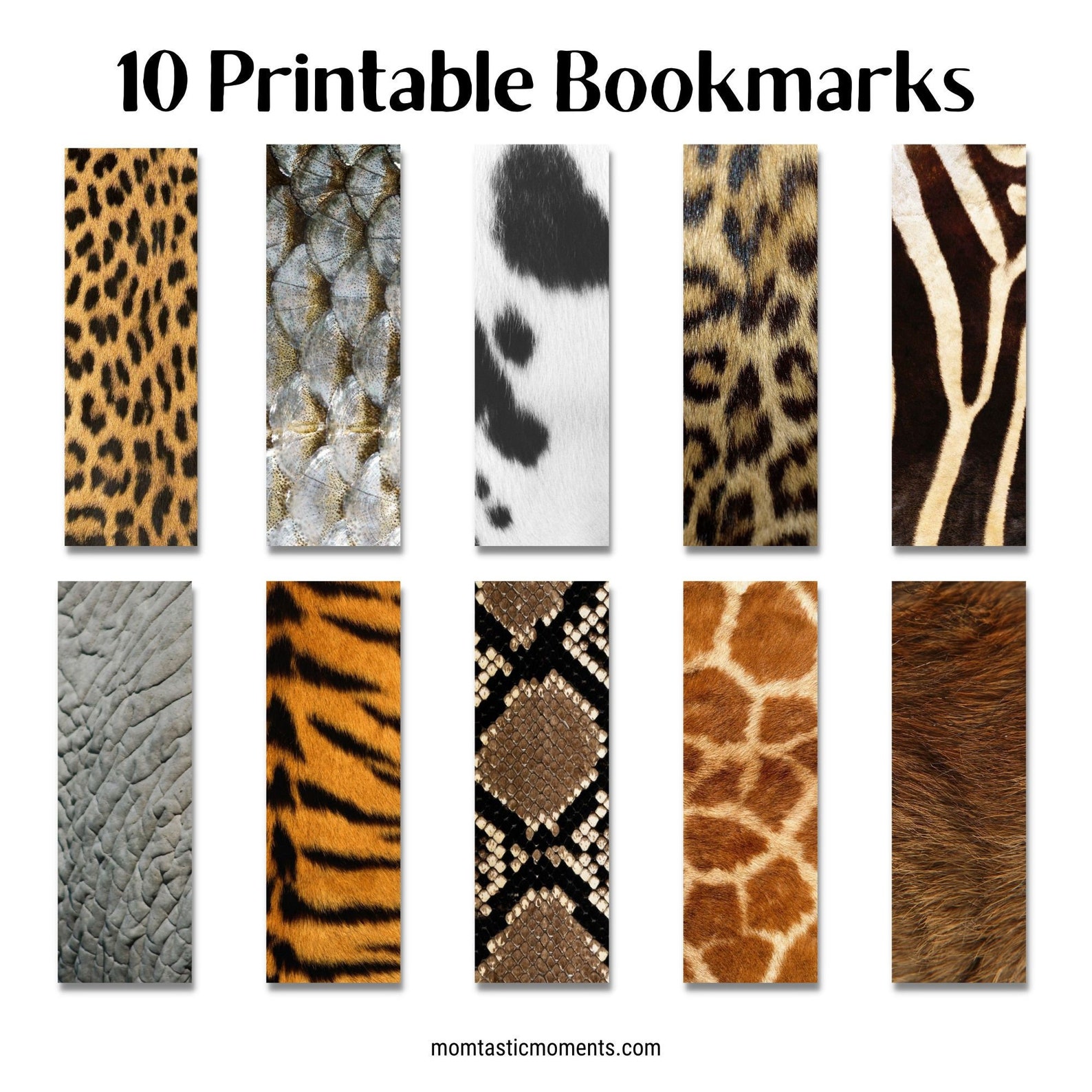 Animal Skin Printable Bookmarks for Book Lovers, Gift for Kids and ...