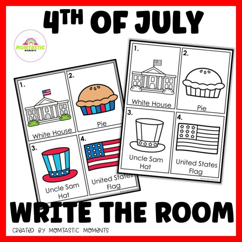 Patriotic 4th of July Write the Room Activity, Diffirentiated With ...